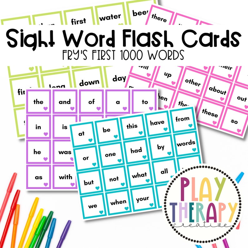 Sight Word Flash Cards for Fry’s First 1000 Sight Words / Learning to ...