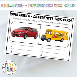 Similarities and Differences Task Cards for Speech Therapy | Compare ...