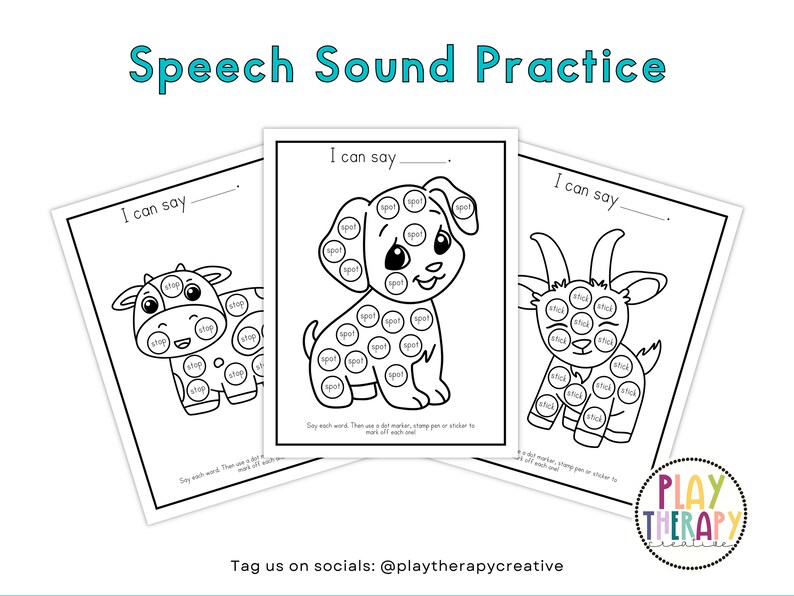 Dot Marker Speech Sound Practice Coloring Pages | /s/ Blend Sound Words ...