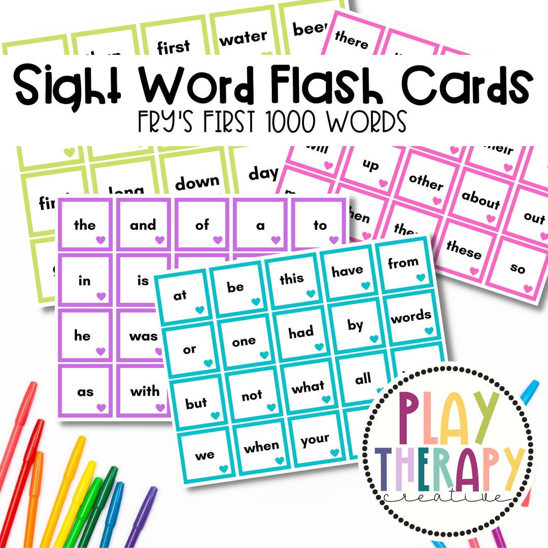 Sight Word Flash Cards for Fry’s First 1000 Sight Words / Learning to ...