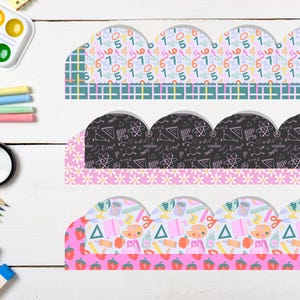 School Supplies Bulletin Board Borders Decor | Pastel Bulletin Board ...