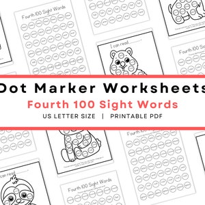 Dot Marker Reading Practice Coloring Pages | Fourth 100 Sight Words ...
