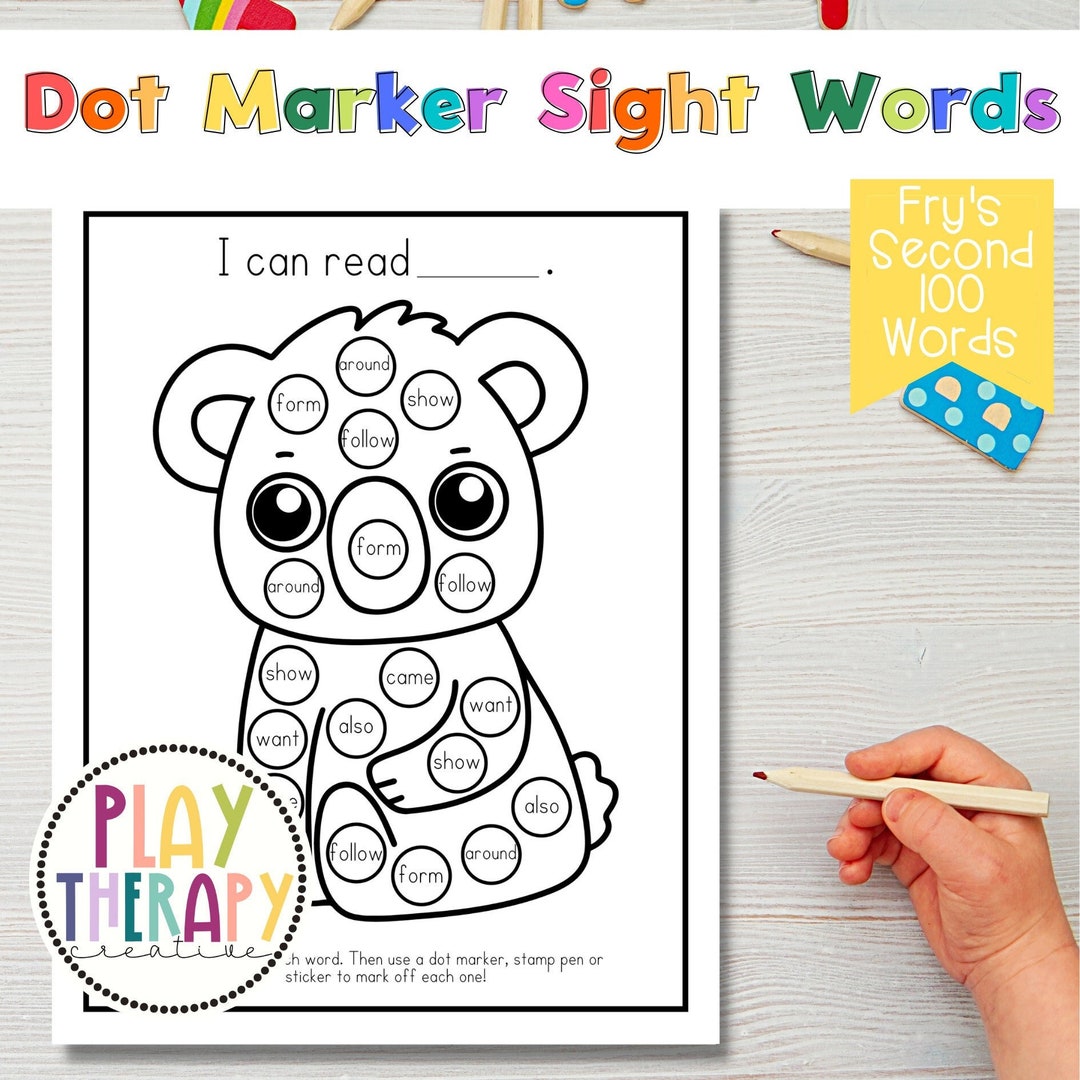 Dot Marker Reading Practice Coloring Pages | Second 100 Sight Words ...