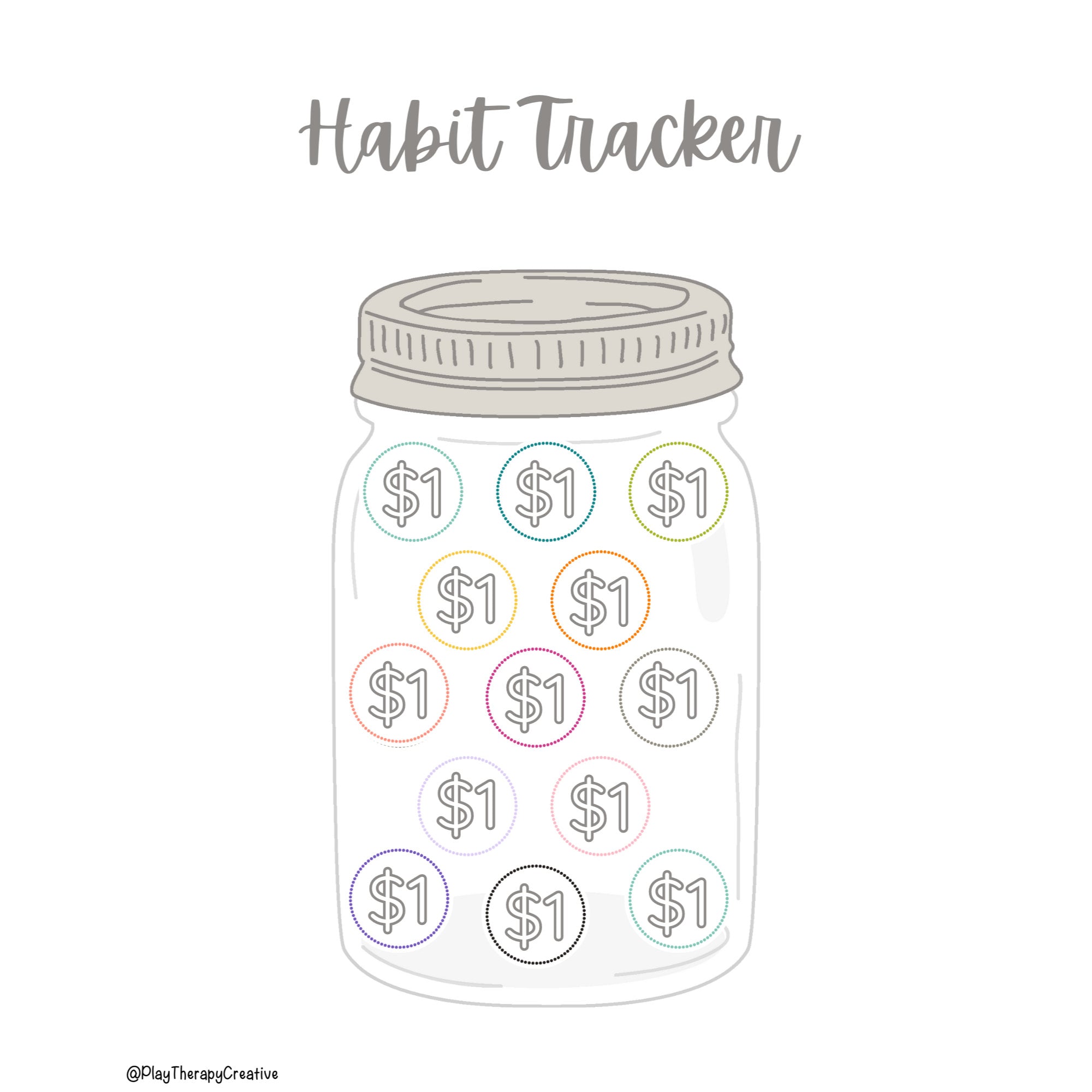 Paper Paper & Party Supplies Rainbow Mason Jar Set of 13 Habit Trackers ...
