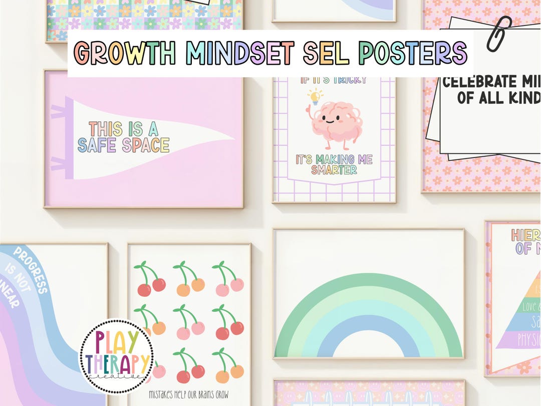 SEL Growth Mindset Wall Art | SLP Posters | Classroom Decor | Counselor ...