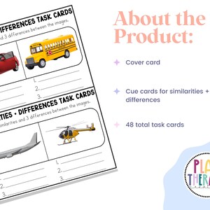 Similarities and Differences Task Cards for Speech Therapy | Compare ...