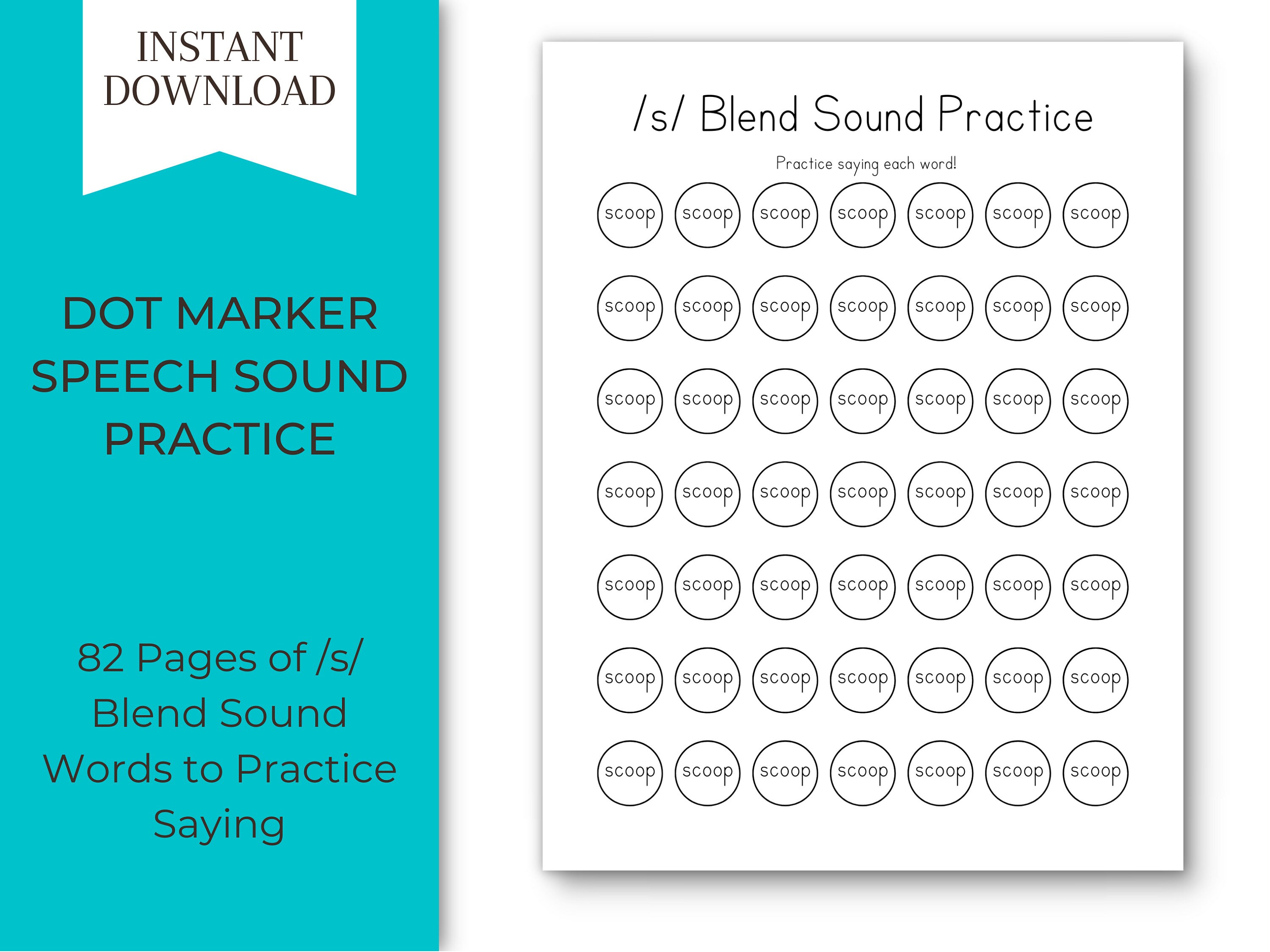 Dot Marker Speech Sound Practice Coloring Pages | /s/ Blend Sound Words ...