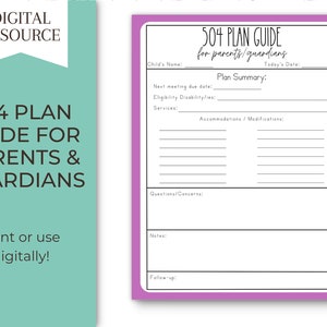 504 Plan Guide for Parents & Guardians / Special Education Support ...