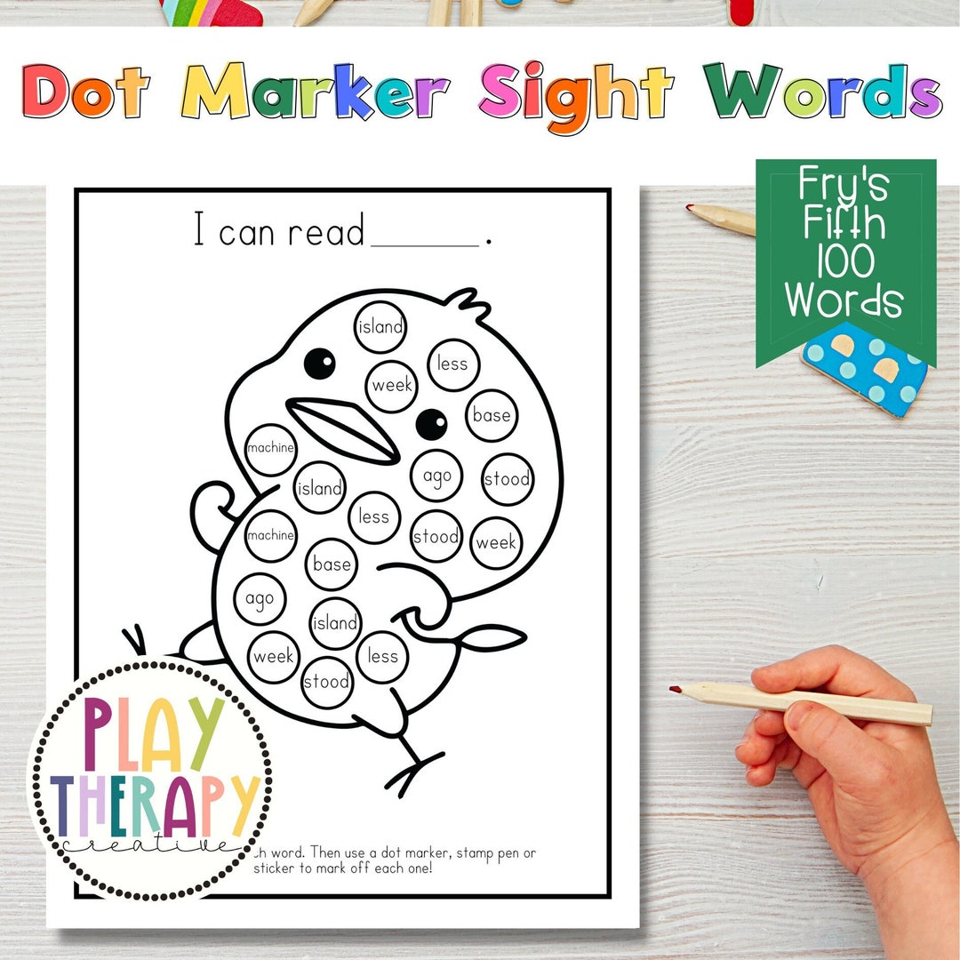 Dot Marker Reading Practice Coloring Pages | Fifth 100 Sight Words ...