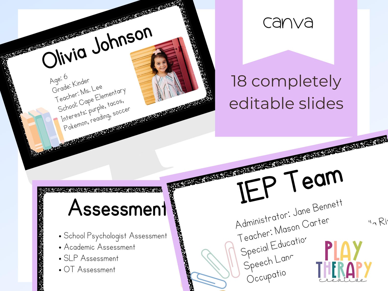 IEP Slide Deck Template for Canva | Editable SLP and Sped Teacher ...