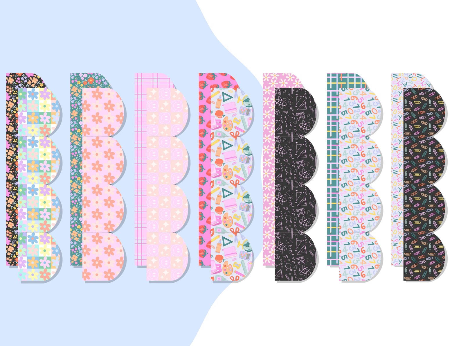 School Supplies Bulletin Board Borders Decor | Pastel Bulletin Board ...