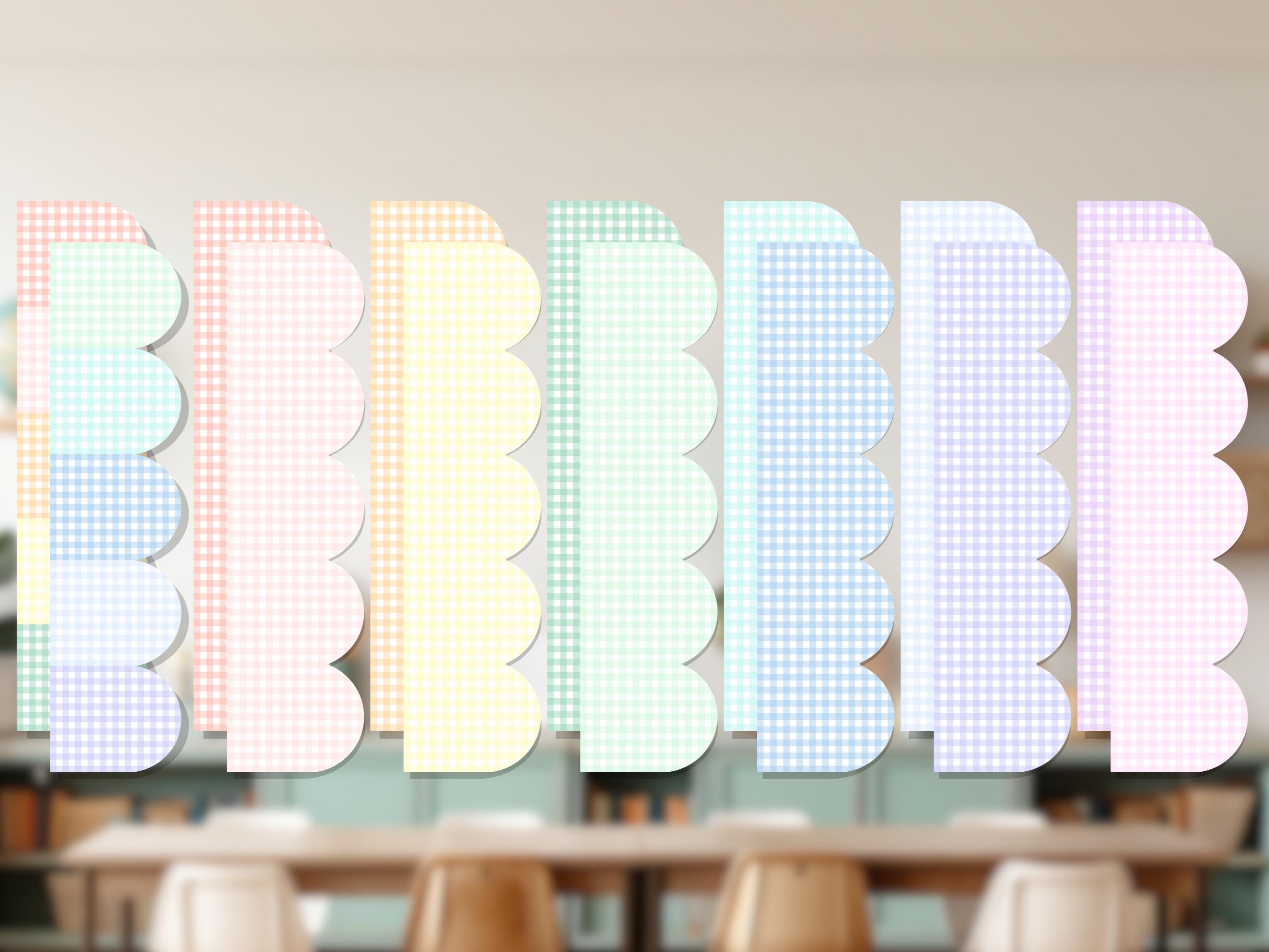 Pastel Gingham Bulletin Board Borders Decor | Pastel Bulletin Board ...