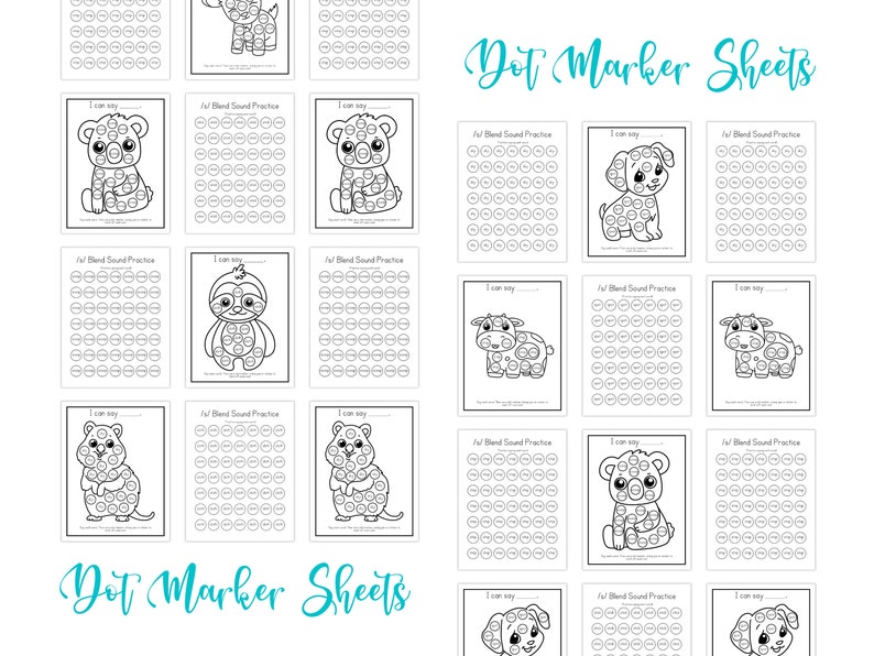 Dot Marker Speech Sound Practice Coloring Pages | /s/ Blend Sound Words ...