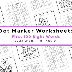 Dot Marker Reading Practice Coloring Pages | First 100 Sight Words ...