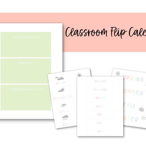 Classroom Flip Calendar Set Boho Classroom Decor Bulletin Board Prints ...