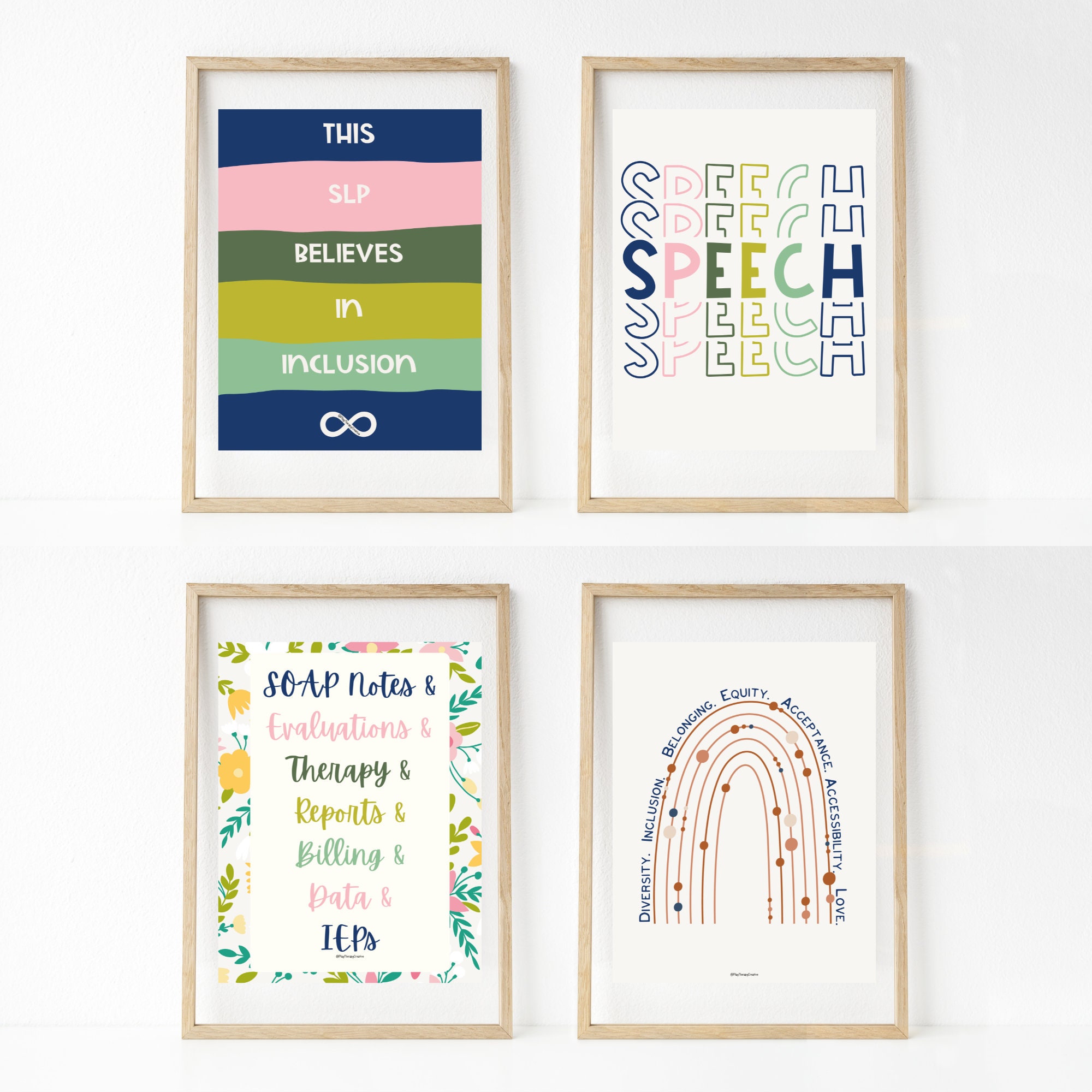 Speech Therapy Wall Art Bundle of 4 Prints / SLP Poster / - Etsy