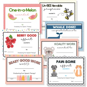 Bundle of 10 Printable Speech Therapy Graduation Awards / Pun Awards ...