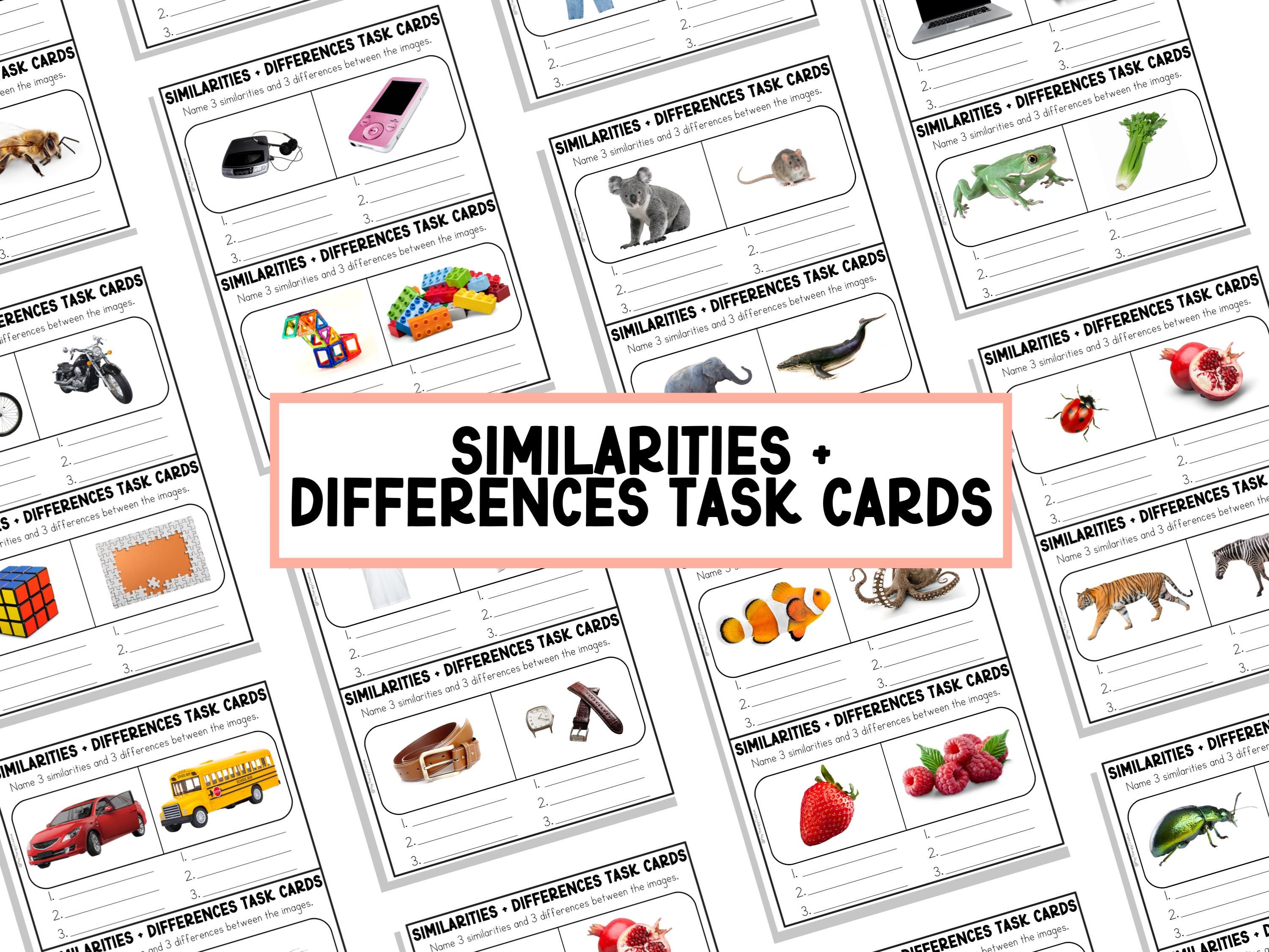 Similarities and Differences Task Cards for Speech Therapy | Compare ...
