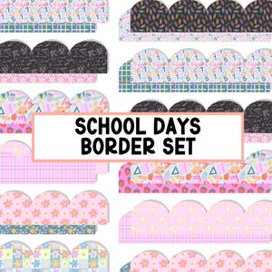 School Supplies Bulletin Board Borders Decor | Pastel Bulletin Board ...