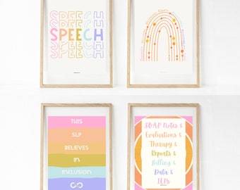 Speech Therapy Wall Art Bundle of 4 Prints / SLP Poster / - Etsy