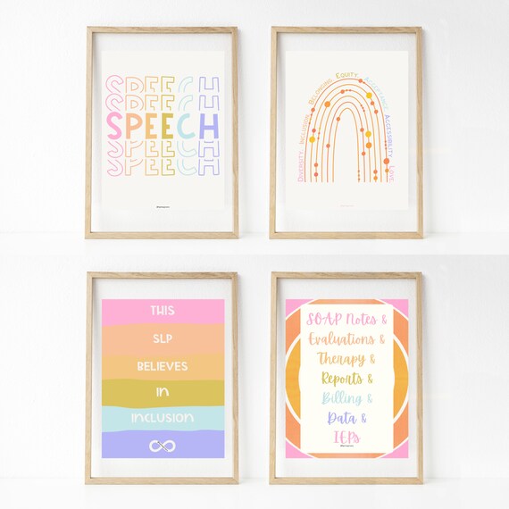 Speech Therapy Wall Art Bundle of 4 Prints / SLP Poster / - Etsy