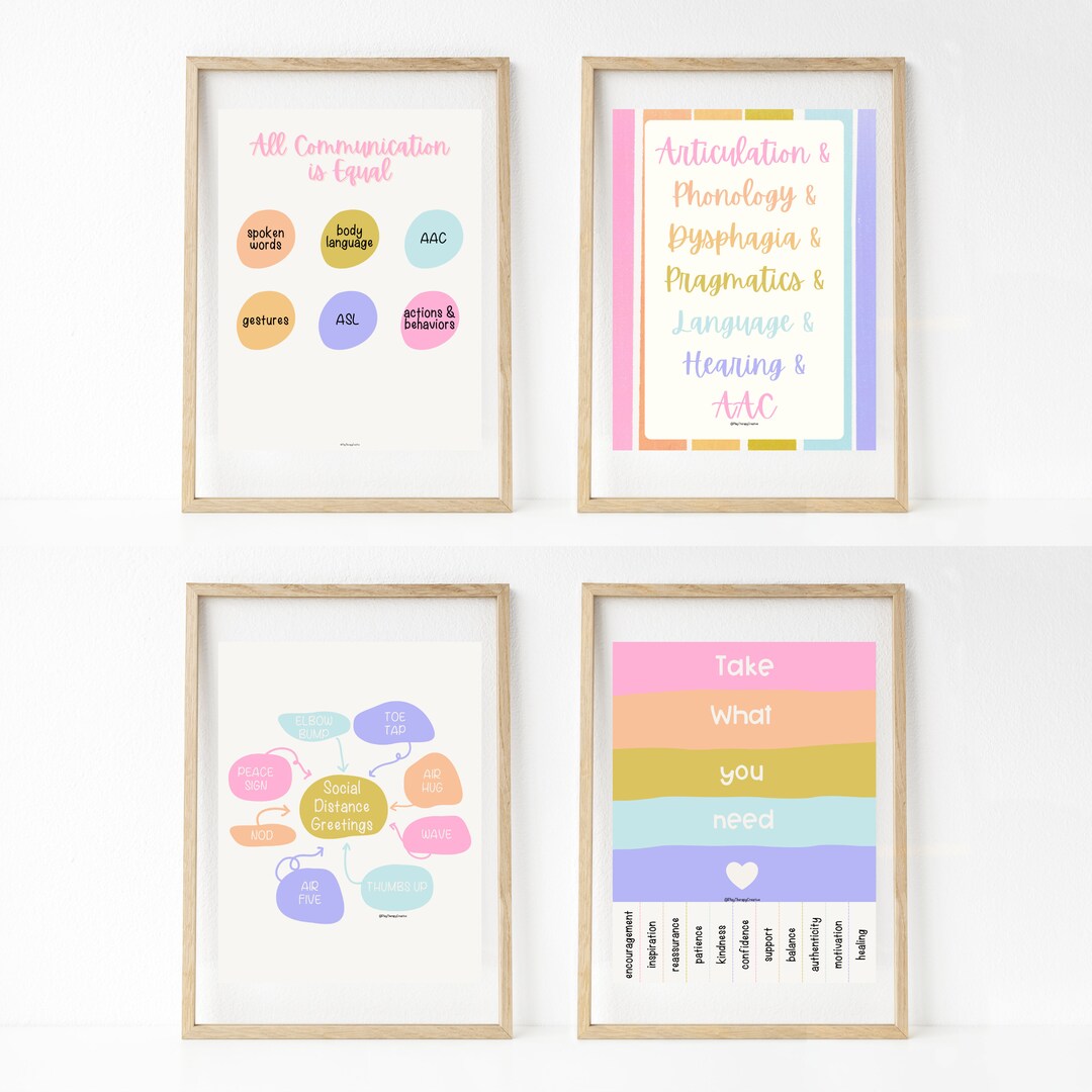 Speech Therapy Wall Art Bundle of 4 Prints / SLP Poster / Speech ...