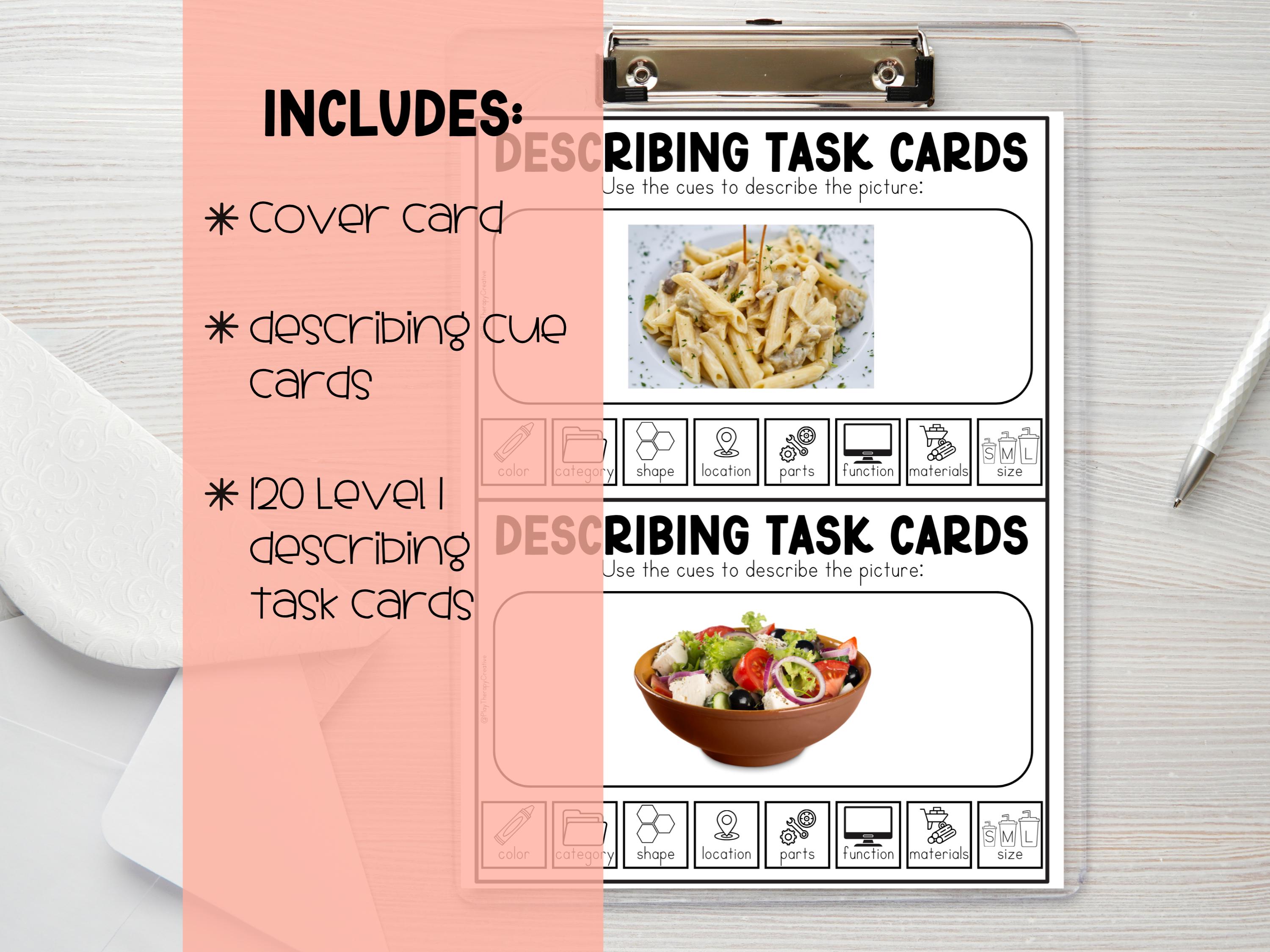 Describing Task Cards for Speech Therapy – Level 1 | Semantic Skills ...