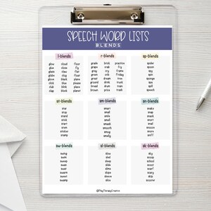 Speech Therapy Word Lists- Set of 4 / Child Development / Speech Room ...