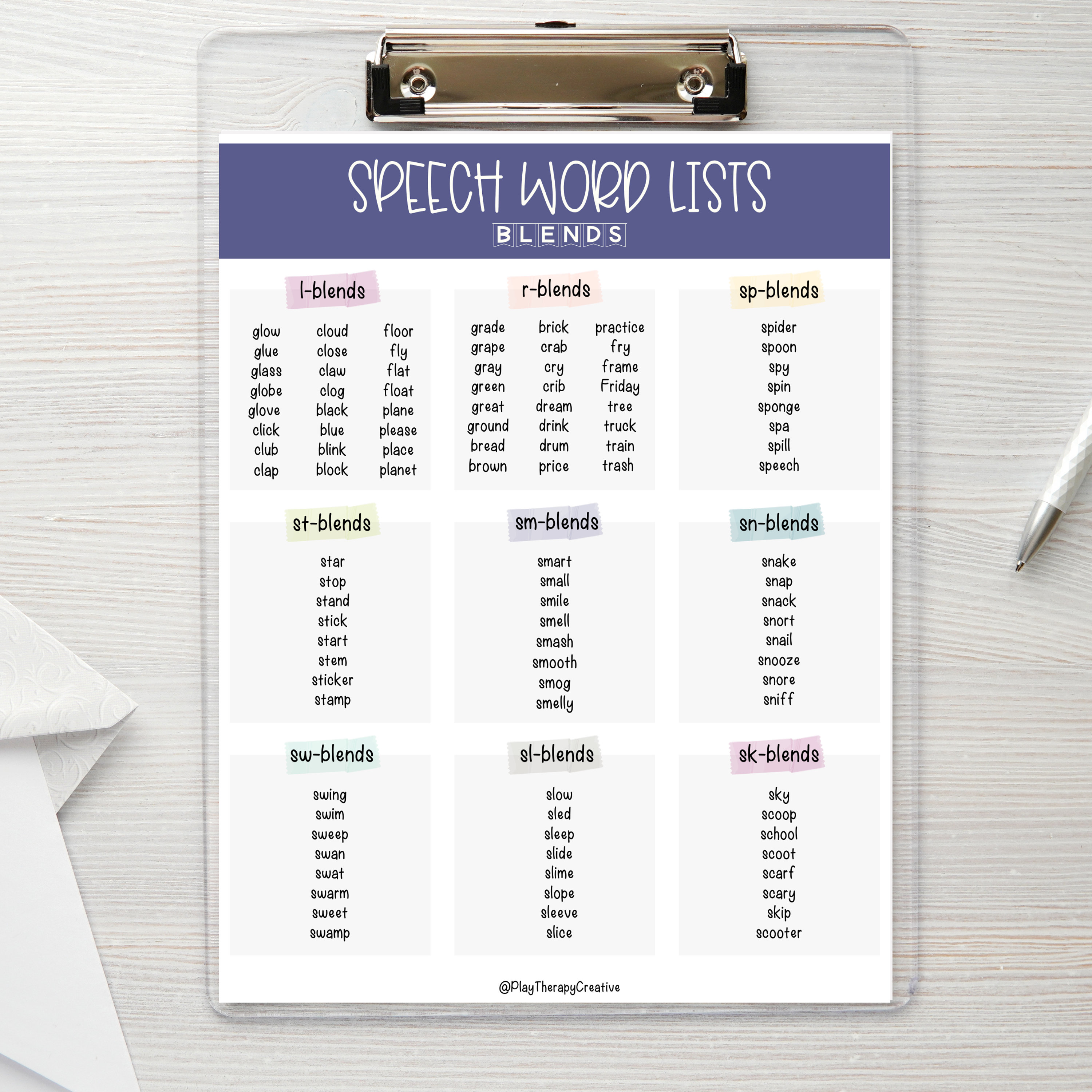 Speech Therapy Word Lists Set of 4 / Child Development / | Etsy