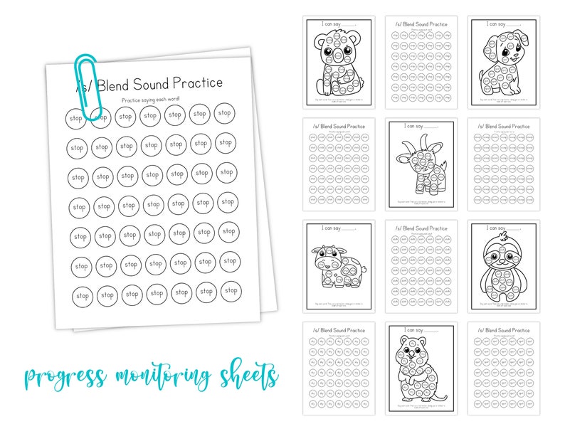 Dot Marker Speech Sound Practice Coloring Pages | /s/ Blend Sound Words ...