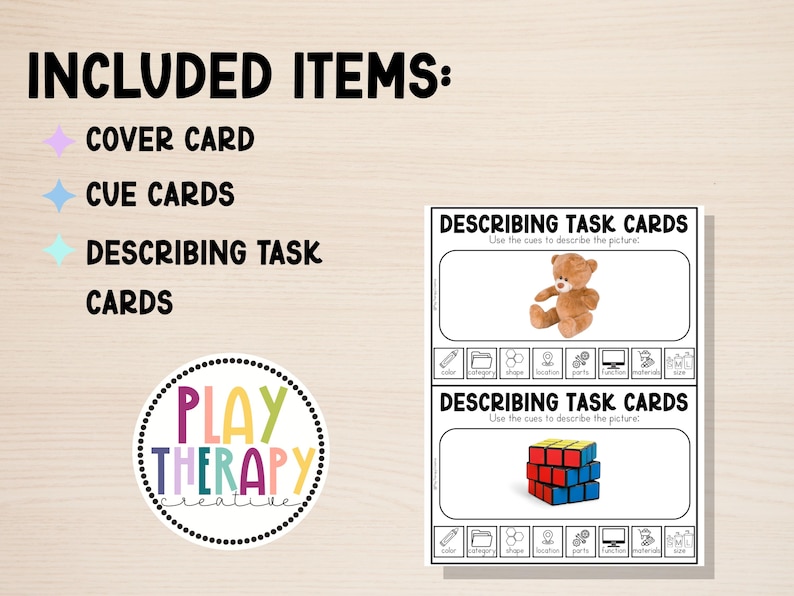 Describing Task Cards for Speech Therapy – Level 1 | Semantic Skills ...