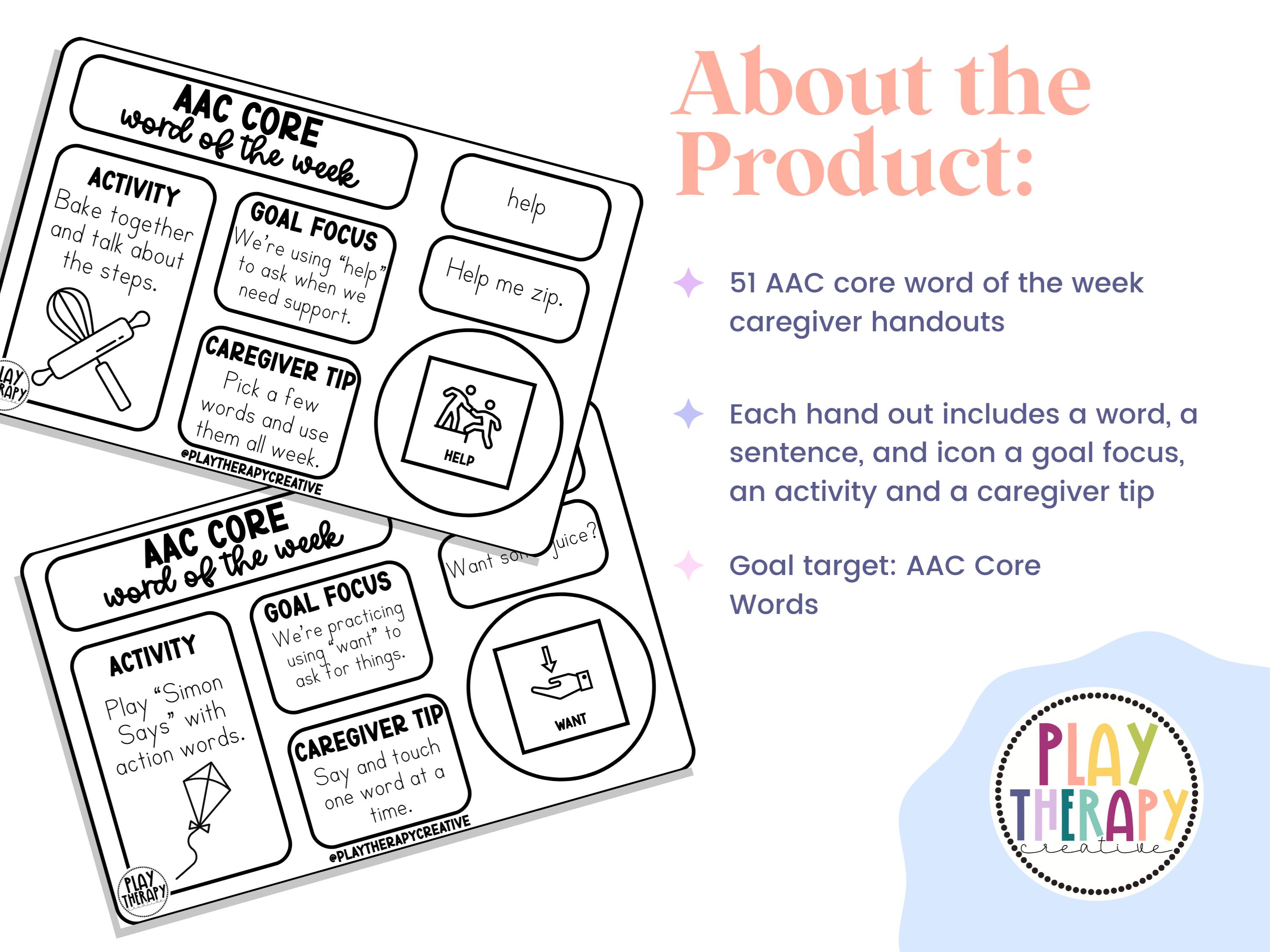 AAC Core Word of the Week Handouts | 50+ Printable Communication ...