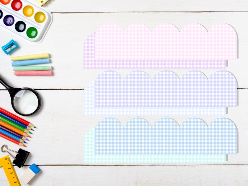 Pastel Gingham Bulletin Board Borders Decor | Pastel Bulletin Board ...