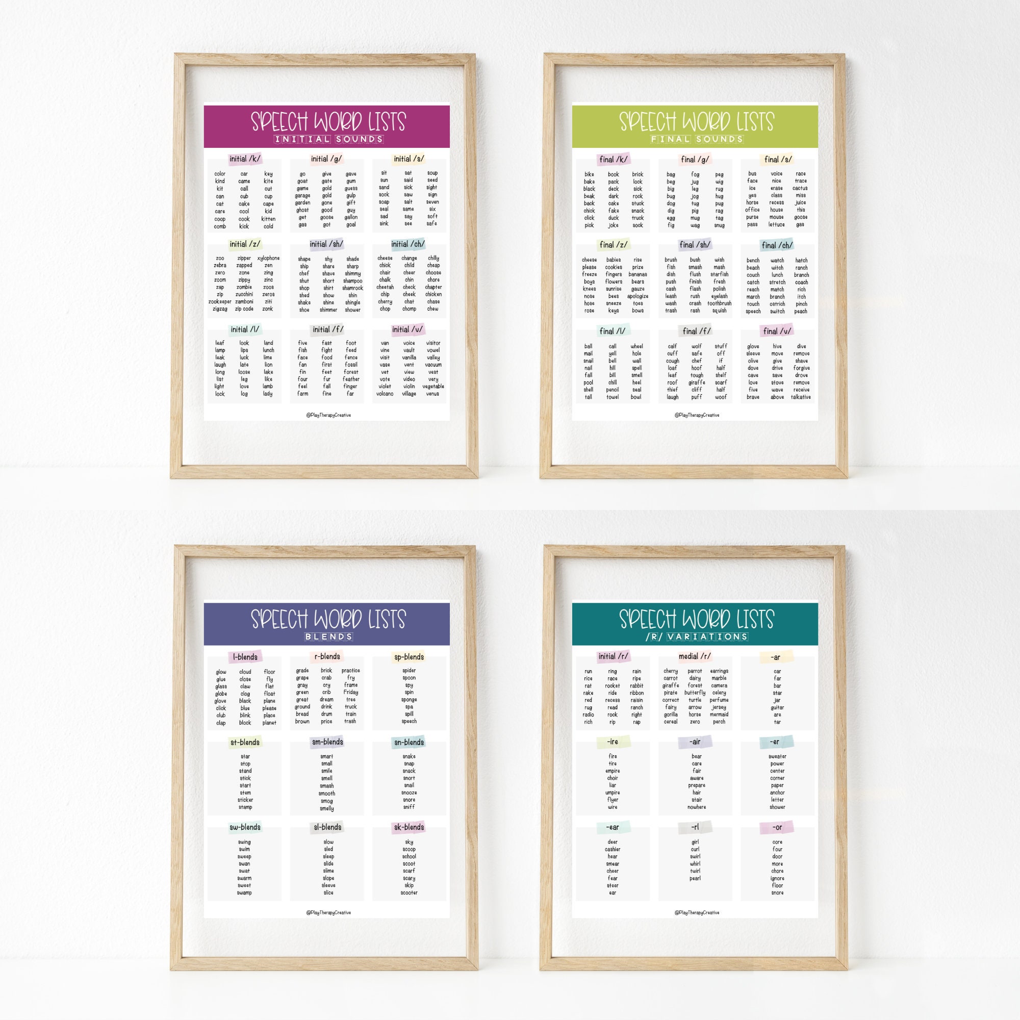 Speech Therapy Word Lists Set of 4 / Child Development / | Etsy