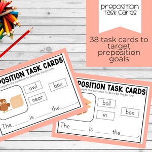 Prepositions Task Cards for Speech Therapy | Categorization Activities ...