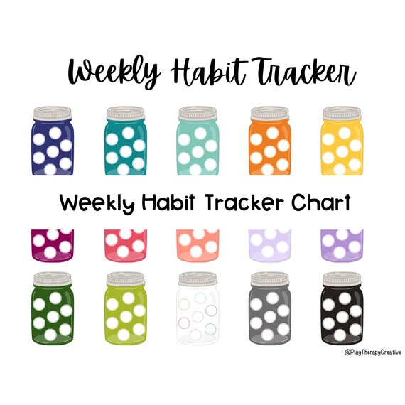 Paper Paper & Party Supplies Rainbow Mason Jar Set of 13 Habit Trackers ...