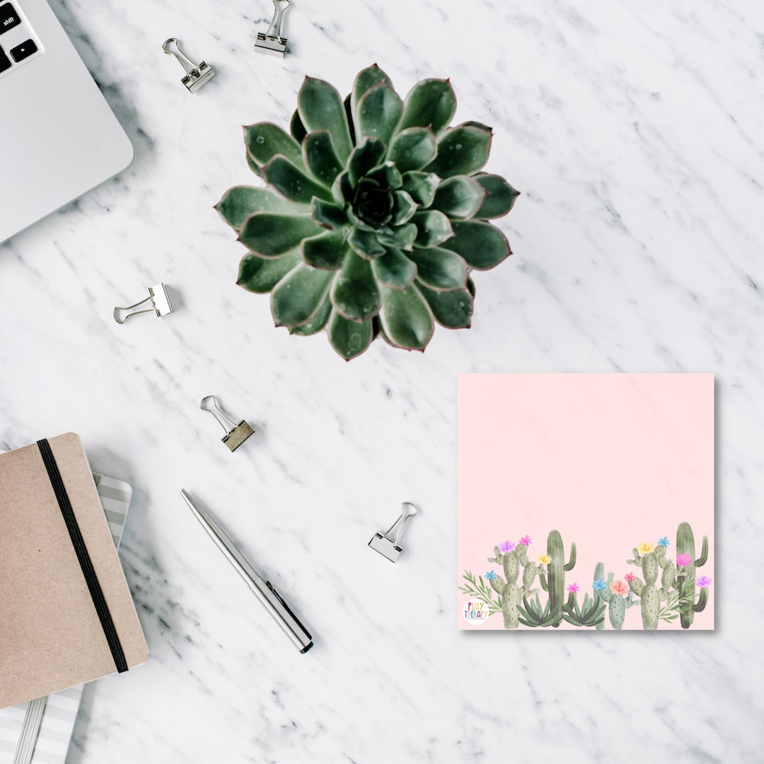 Pink Cactus Sticky Notes / Stationery / Pretty Sticky Notes / Teacher ...