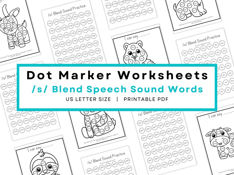 Dot Marker Speech Sound Practice Coloring Pages | /s/ Blend Sound Words ...