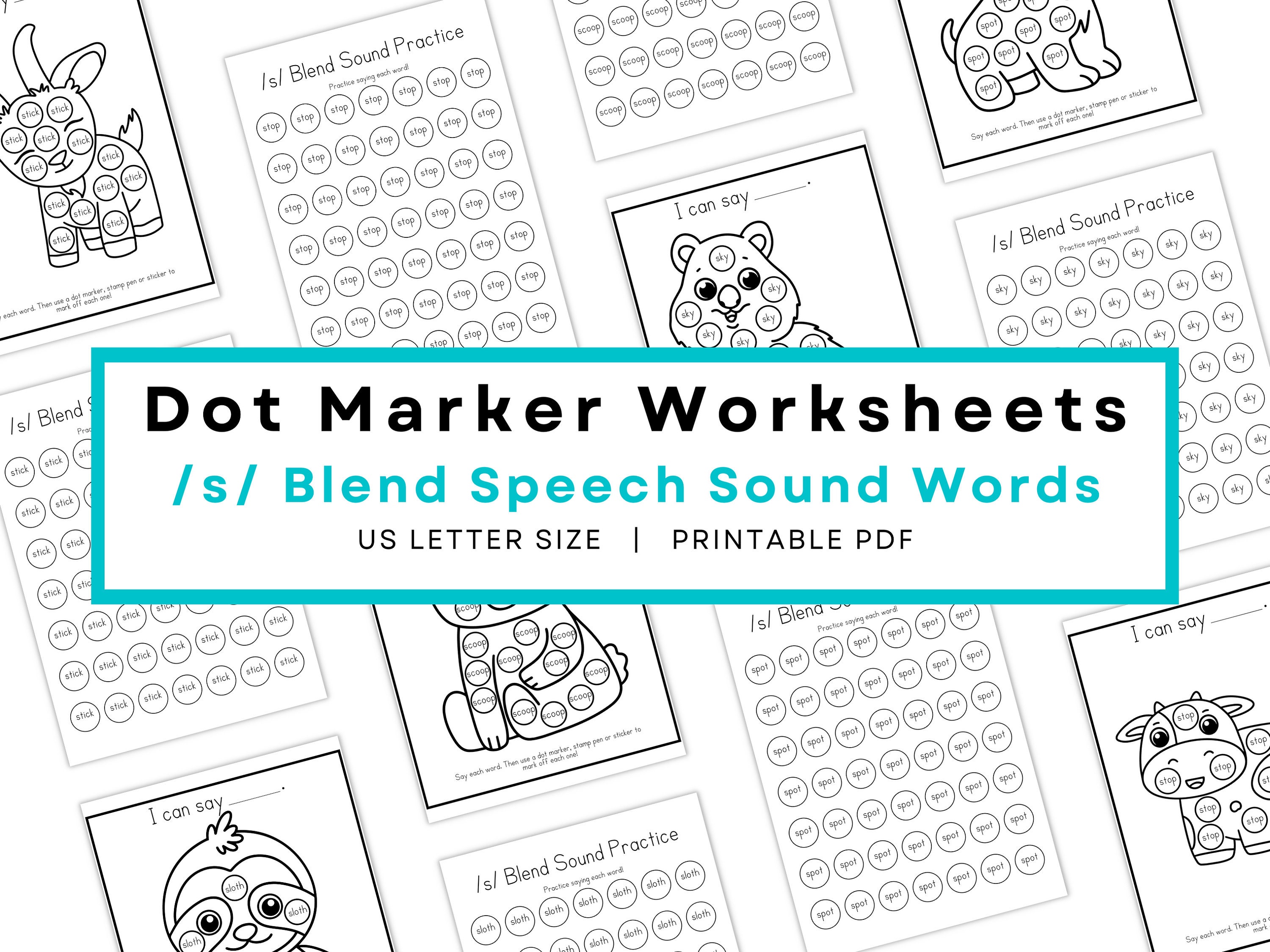 Dot Marker Speech Sound Practice Coloring Pages | /s/ Blend Sound Words ...