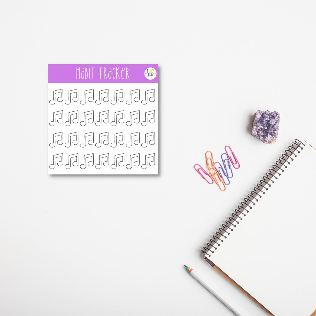 Music Notes Habit Tracker Sticky Notes / ADHD Sticky Notes / Tracker ...