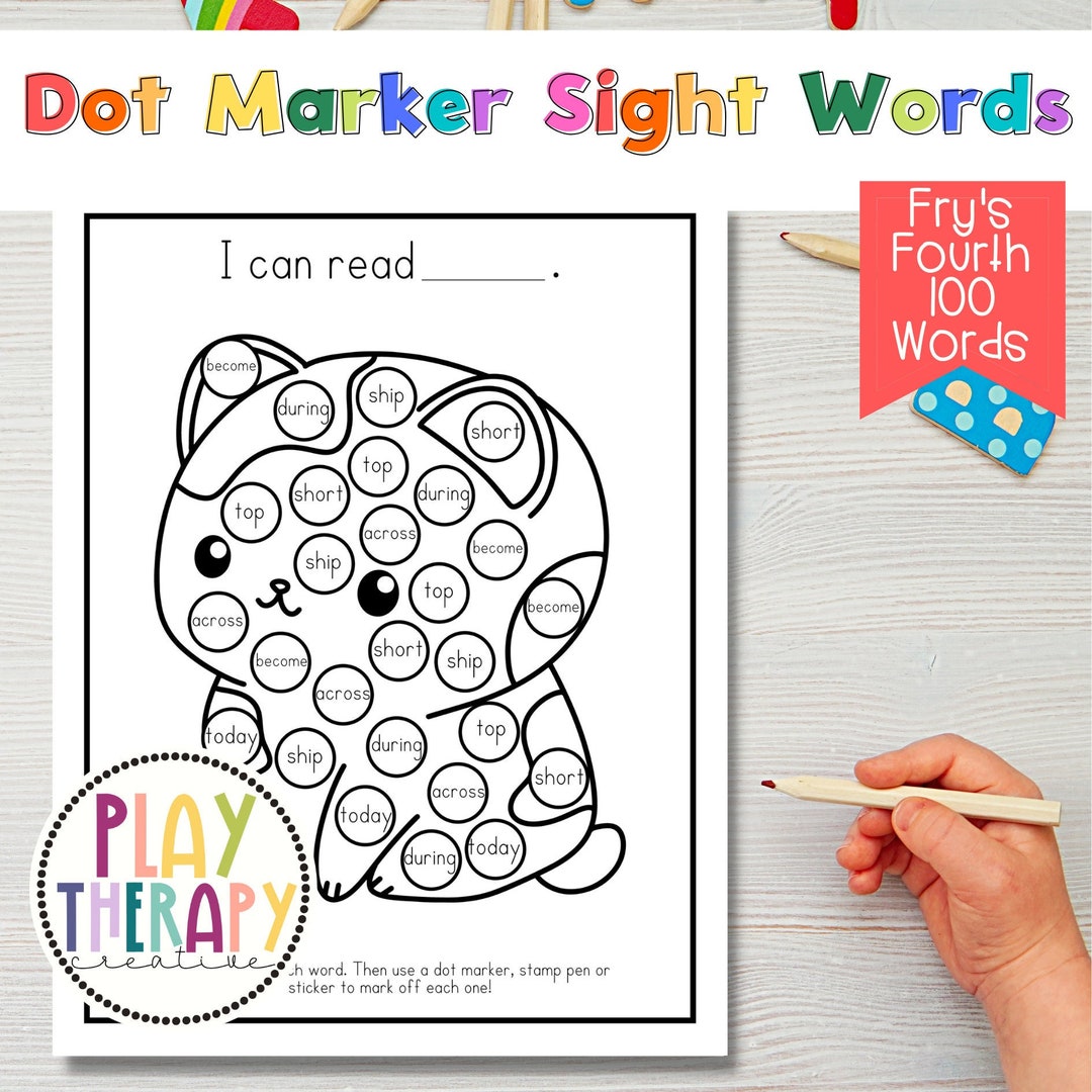 Dot Marker Reading Practice Coloring Pages | Fourth 100 Sight Words ...