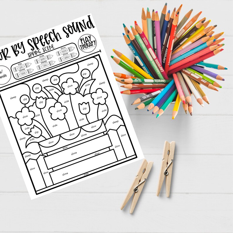 Set of 10 /s/ Blends Sound Spring Themed Coloring Pages for Speech ...