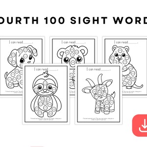 Dot Marker Reading Practice Coloring Pages | Fourth 100 Sight Words ...