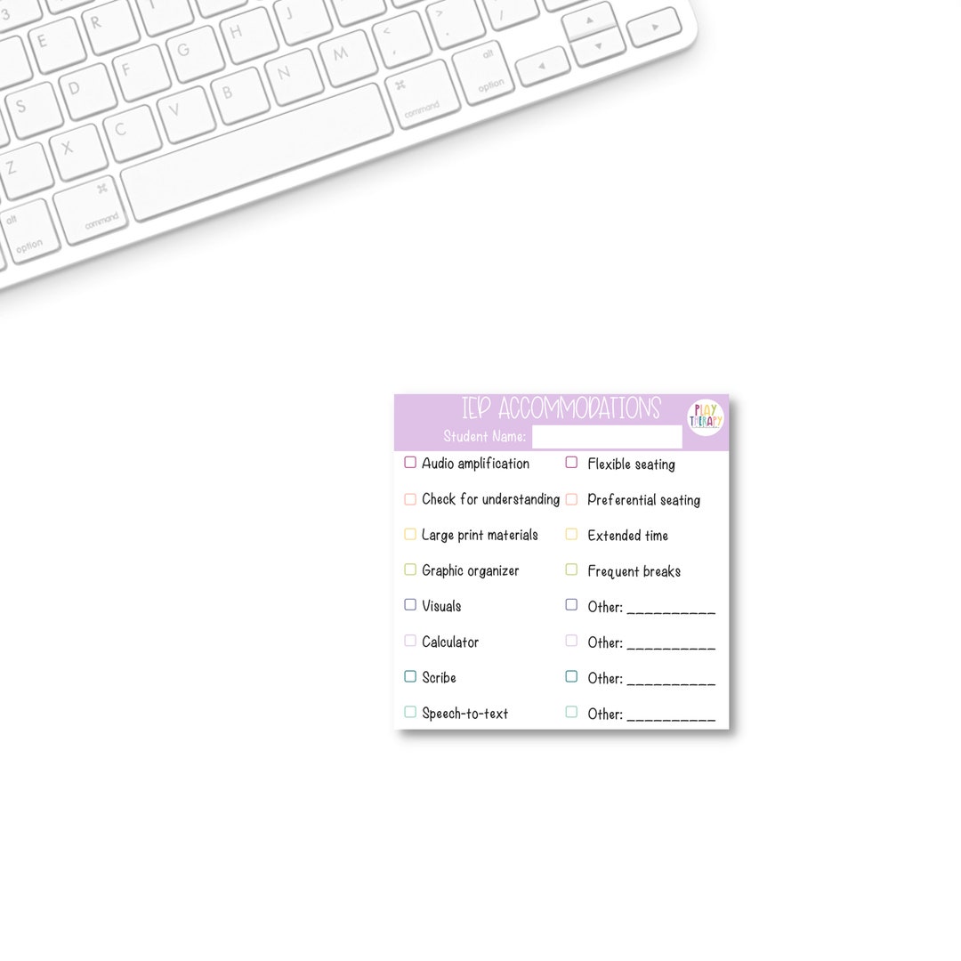 IEP Accommodations Sticky Notes / 504 Plan Meeting / School Meeting ...