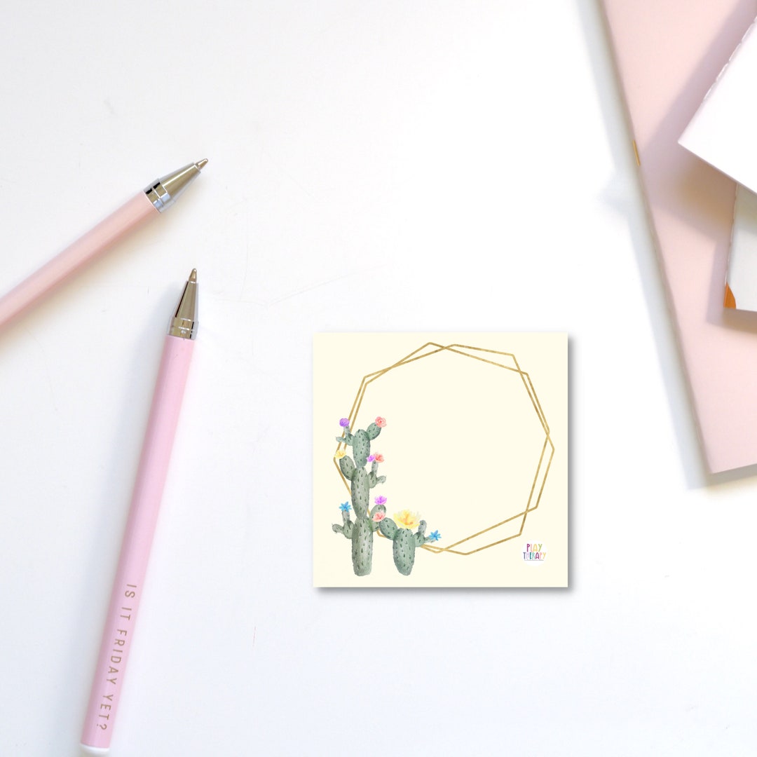 Yellow Cactus Sticky Notes / Stationery / Pretty Sticky Notes / Teacher ...
