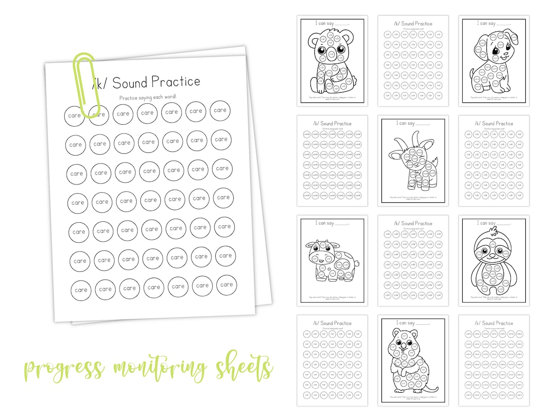 Dot Marker Speech Sound Practice Coloring Pages | /k/ Sound Words ...
