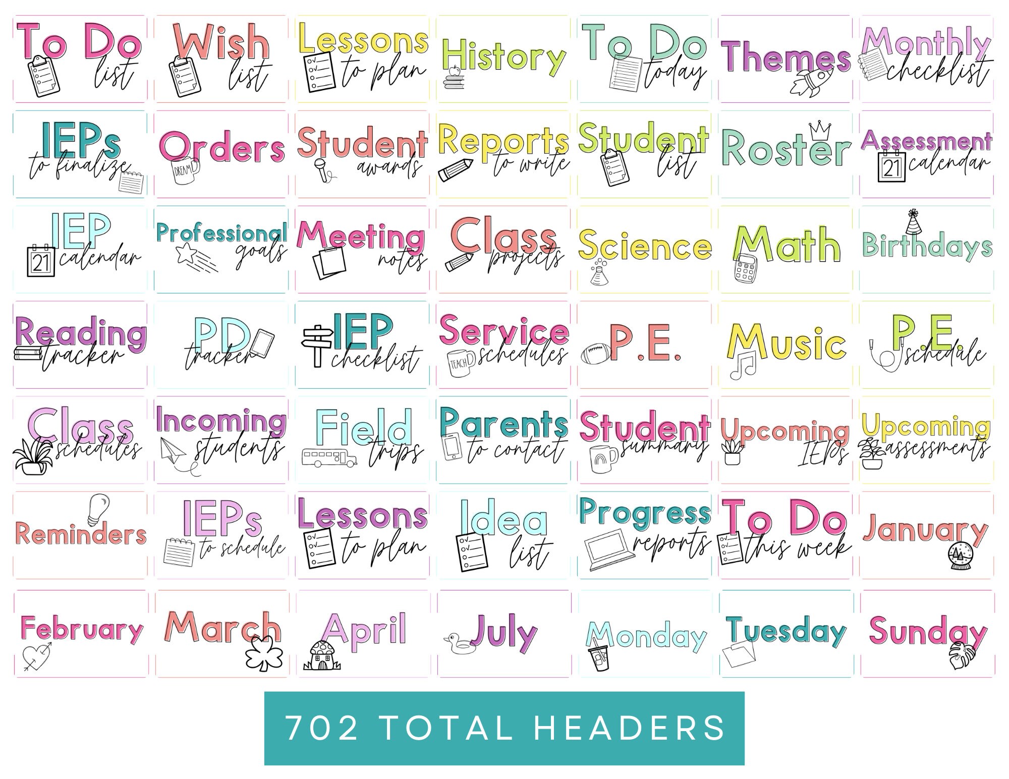 700+ Bright Colors | Google Keep Headers for Teachers | Organize Your ...