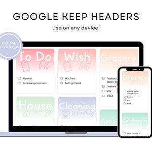 350+ Ombre Pastels | Google Keep Headers for Parents | Organize Your ...