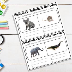 Similarities and Differences Task Cards for Speech Therapy | Compare ...