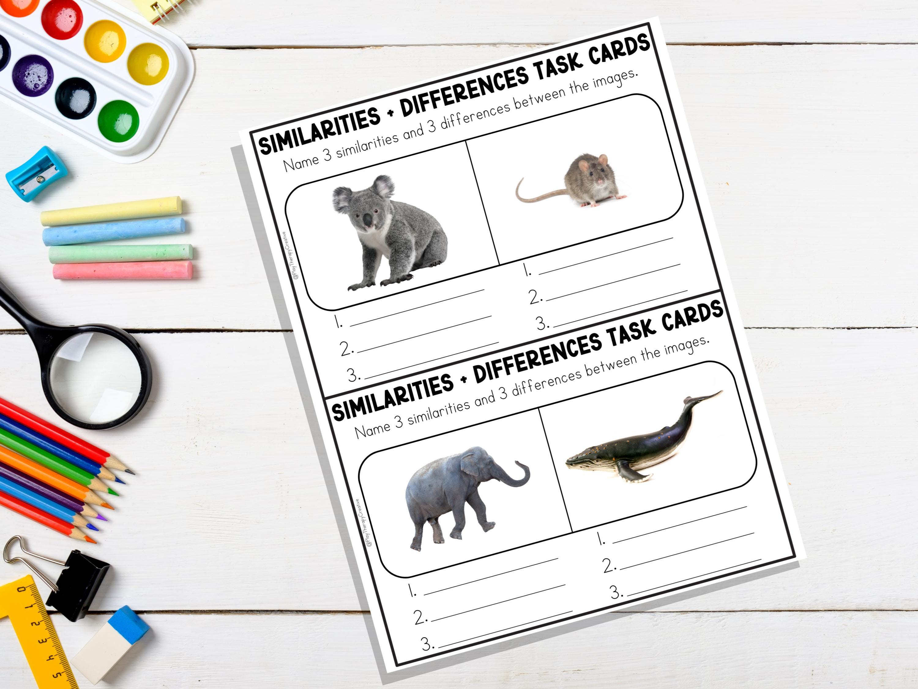Similarities and Differences Task Cards for Speech Therapy | Compare ...